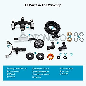 Clawfoot Tub Bathtub Matte Black Shower Faucet with Hand Shower Sprayer Wall Mount Bronze Ceramics 2 Double Handle Shower Faucet System Telephone Shape