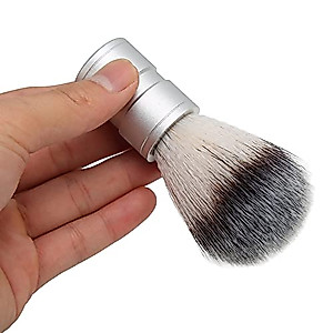 Beard Brush for Men, Stainless Steel Handle Nylon Shaving Brush, Men Shaving Brush for Home and Salon