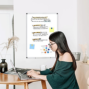 WALGLASS Magnetic White Board, 36" x 24" Double-Sides Dry Erase White Board for Wall, Hanging or Mounted Whiteboard, Horizontal or Vertical, Silver Aluminium Frame, Home, School, Office, Kitchen