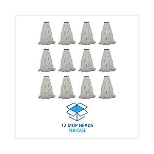 Boardwalk BWK824R 24 oz. Lie-Flat Rayon Fiber Mop Head - White (12/Carton)