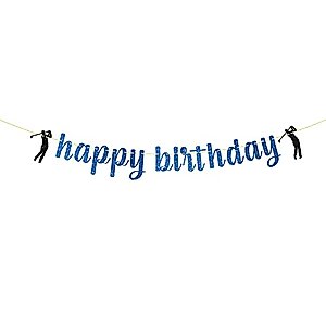 Royal Blue Golf Happy Birthday Banner - Golf Themed Birthday Party Decorations, Golf Birthday Decor for Men / Boys, Dad Happy Birthday Banner