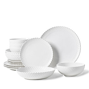 HOMBENE Plates and Bowls Sets, 16 Piece Dinnerware Sets with Dishes, Bowls and Plates, Porcelain Dinner Set with Plates, Modern Dish Set for 4