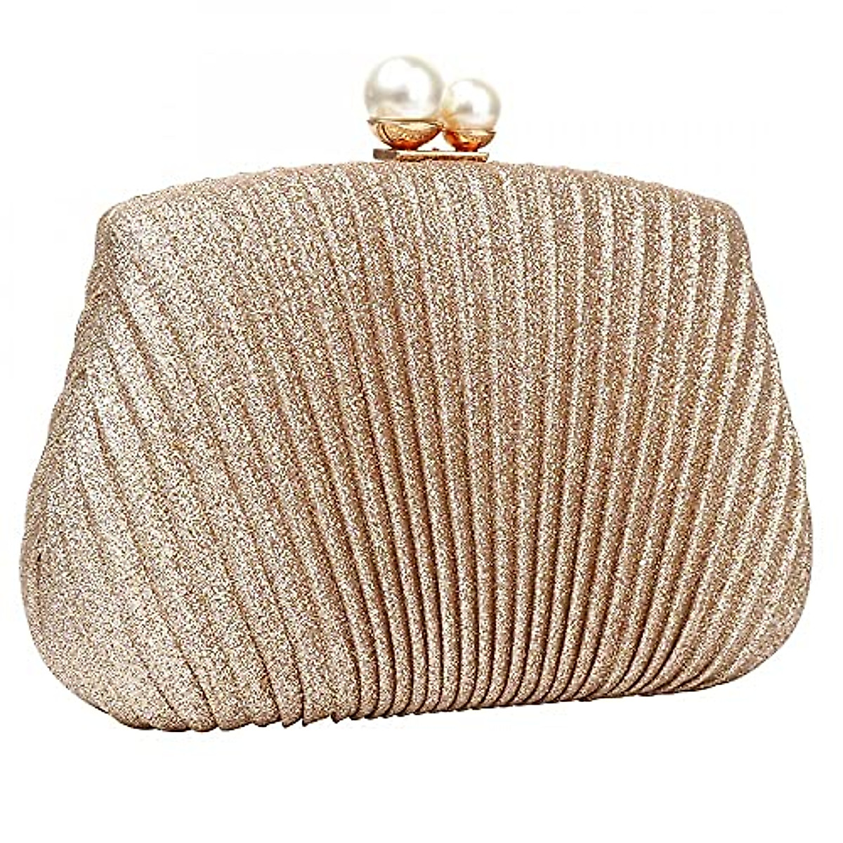 Clutch Purses for Women Shiny Evening Clutch Crossbody Bag Evening Purses and Handbags for Wedding Party Prom (Rose gold color)