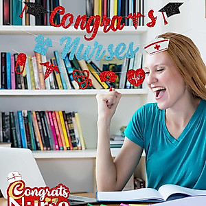 Congrats Nurse Banner Nurse Glitter Graduation Banner Party Decorations Class of 2024 Congrats RN BSN Congrats Nurse Grad Party Decor Garland Nursing School Graduate Favors
