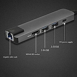 XUNMAIFHB Portable Docking Station,Type c to HDMI 3.0 Splitter with PD Powered RJ45 Network Card Converter Multi-Function Docking SD/TF/HDMI high-Definition Interface Fast Transmission