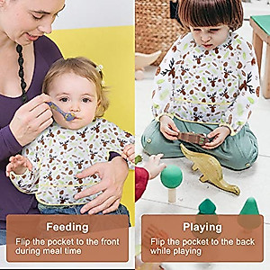 Accmor 3 Pack Long Sleeve Baby Bibs, Waterproof Sleeved Bib, Toddler Soft Bib for 6-24 Months