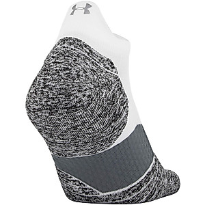 Under Armour Unisex-Adult Run Cushion No Show Tab Socks, Multipairs , White/Pitch Gray (1-Pair) , Large