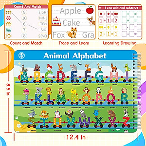 Uneedity Preschool Learning Activities Tracing Books for Kids Age 3-5,44 Pages Toddlers Handwriting Practice Book,Number Letter Tracing Books Learn Shapes Workbook Autism Montessori Educational Toy