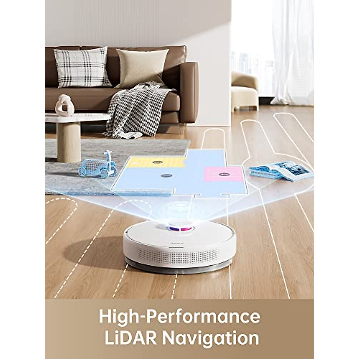 Dreametech D10 Plus Robot Vacuum and Mop with Self-Emptying Base for 45 Days of Cleaning, Robotic Vacuum with 4000 Pa Suction and LiDAR Navigation, Compatible with Alexa, Wi-Fi Connected