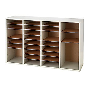 Safco Products 9424GR Wood Adjustable Literature Organizer, 36 Compartments, Durable Construction, Sturdy Strength, Removable Shelves, Stackable, Home Office, Craft Rooms, Classroom Mailbox