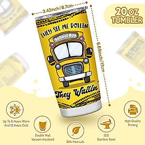 Bus Driver Appreciation Gifts for Men Women School Bus Driver Gifts Back to School Gifts for Kids Gifts for Retired Bus Driver School Bus Driver Tumbler Mug Insulated Cup Stainless Steel with Lid 20OZ