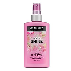 John Frieda Vibrant Shine 3-in-1 Weightless Glossing Spray 150 ml with Heat Protection, Silicone-Free Detangling Mist for Mirror-Like Radiance