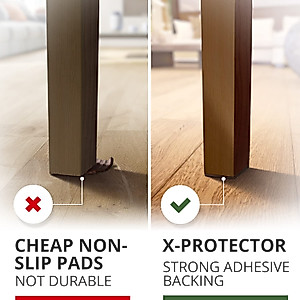 X-Protector Non Slip Furniture Pads for Hardwood Floors 60 PCS - 36 Round 1” + 24 Square 2" Anti Slip Furniture Pads - Self-Adhesive Rubber Furniture Pads Non Slip - Ideal Furniture Stoppers!