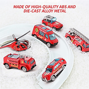 PANITU Firefighter Toys Die-cast Large Fire Truck Toy Set with Game Mat,Rescue Emergency in Carrier Truck with Sound and Light，Play Vehicle Set for Age 3 4 5 6 7 Years Old Boys Girl Gift Red