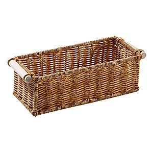Generic Imitation Rattan Storage Basket Woven Baskets Long Narrow Organizer Decorative for Organizing for Bar Coffee Table Bedroom, S, Optional