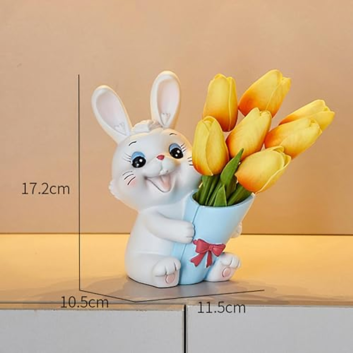 XINGYUANHE Lovely Rabbit Tray Sculpture Home Living Room Decor Statue Room Decor Easter Decoration Resin Ornaments Gifts