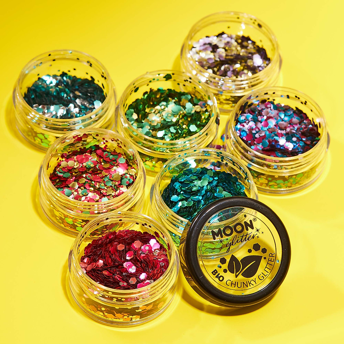 Mystic Bio Biodegradable Eco Chunky Glitter by Moon Glitter - 100% Cosmetic Bio Glitter for Face, Body, Nails, Hair and Lips - 3g - Shamrock