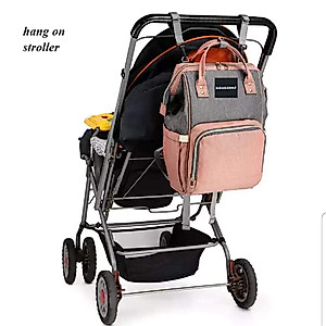 Uawesome Diaper Bag Backpack, Baby Bags, with Bottle Bag, USB Charging Port, Water Resistant and Stylish (Pink)