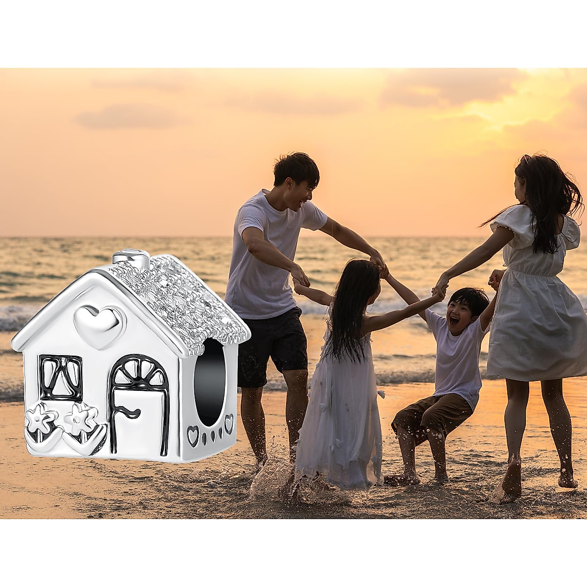 NARTGO Home Family House Charm Compatible with Pandora Charms Bracelets