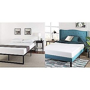 Zinus ABEL 14 Inch Metal Platform Bed Frame with Steel Slat Support, Mattress Foundation, Queen & Green Tea 6-inch Memory Foam Mattress, Queen