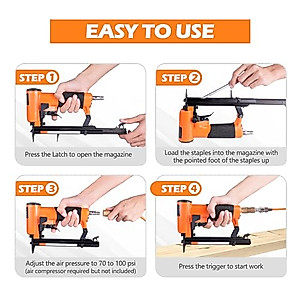 KN7116S 22 Gauge Pneumatic Upholstery Continuous Firing Stapler, Fits 71 Series 3/8" Crown (9.1mm) Staples, Air Staple Gun Power Fine Wire Stapler for Furniture, Decoration