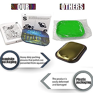 Rolling Tray with Magnetic Lid,Smooth Rounded Edges Double-Sided Printing with Van Gogh Art Premium Metal Small Tray,Perfect Storage for Home Or On-The-go-7" X 5.5" (Van Gogh Art)