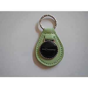 1959-1987 EL CAMINO SCRIPT LOGO EMBLEM LEATHER KEYCHAIN - BRIGHT GREEN