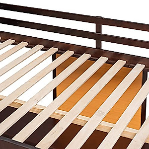 Lifeand Full Size Loft Bed with Desk and Writing Board, Wooden Loft Bed with Desk & 2 Drawers Cabinet,Espresso