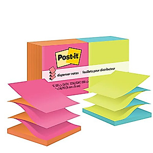 Post-it Pop-up Notes, 3x3 in, 12 Pads, America's #1 Favorite Sticky Notes, Poptimistic, Bright Colors, Clean Removal, Recyclable (R330-12AN)
