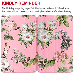 PLULON 6 Sheets Floral Birthday Gift Wrapping Paper, Wrapping Paper for Wedding, Birthdays, Valentines, Christmas