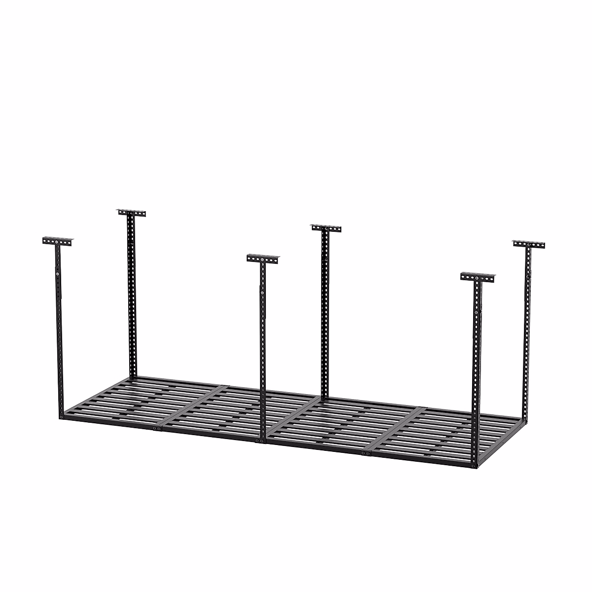 3x8 Overhead Garage Storage Rack - Heavy Duty Garage Ceiling Storage Racks - Adjustable Ceiling Mounted Garage Storage Organization System - Hanging Garage Shelving - 750LBS Weight Capacity - Black