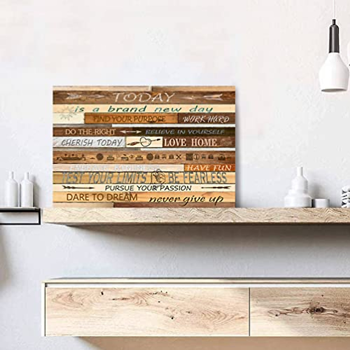 Woxfcart Quotes Canvas Wall Art - Motivational Inspirational Pictures for Office Brown Walls Decor with Framed 24x16