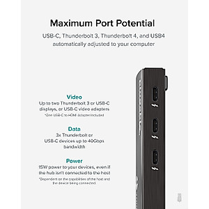 Plugable Thunderbolt 4 Hub Bundle Includes USB-C to 4K HDMI Adapter and 7-in-1 Multiport Adapter, 60W Laptop Charging, Compatible with Mac, Windows Laptops, Thunderbolt 3 or 4, and USB4 Devices