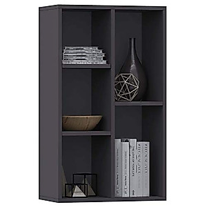 WIFESE Bookshelf Book Cabinet 19.7"x9.8"x31.5" Cubby Storage Organizer Record Player Stand Bookcase with Doors Bookshelf with Cabinet Storage Shelf for Living Room Small Cabinet Gray