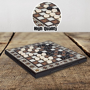 LaModaHome Classic Backgammon Set for Adults and Kids, Wooden Folding Board, Magnetic Clothing, Family and Friends Fun, Premium Turkish Travel Outdoor and Indoor Strategy Game - Brown