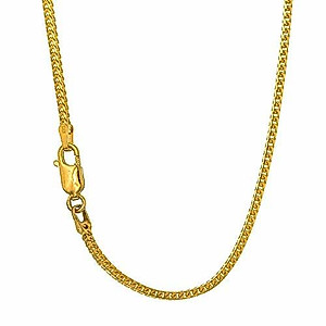 14K Yellow Or White Gold 1.2mm Shiny Diamond-Cut Classic Franco Chain Necklace for Pendants and Charms with Lobster-Claw Clasp (,16" , 18", 20" or 24 inch)