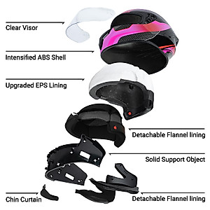 Favoto Full Face Motorcycle Helmet, DOT Approved Lightweight Helmet, Anti-Fog Film Included, cascos para motos for Adults Men Women, Purple