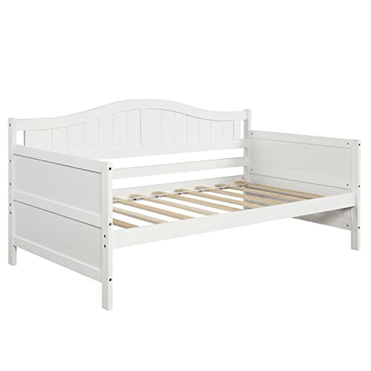 Sturdy Wood Twin Size Bed Frame Twin Wooden Daybed with 2 Drawers,?Sofa Bed for Bedroom Living Room,No Box Spring Needed,White