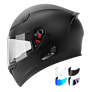 Bluetooth Motorcycle Helmet, Black (X-Large)