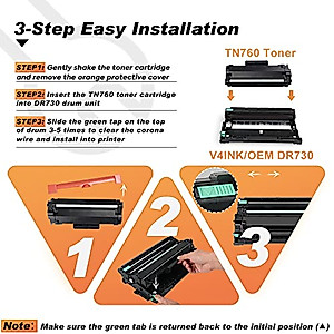 v4ink Compatible TN-760 Toner Cartridge Replacement for Brother TN760 TN730 TN770 Ink for MFC-L2690DW MFC-L2710DW MFC-L2717DW MFC-L2750DW XL HL-L2325DW HL-L2350DW HL-L2395DW DCP-L2550DW, 2 Packs