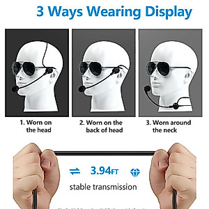 VOVIGGOL Upgraded Wired Microphone Headset with 270 Rotation Mic, Flexible Boom for Voice Amplifier, 3.5mm Connector Jack, Suitable for Singing, Speaking, Teaching