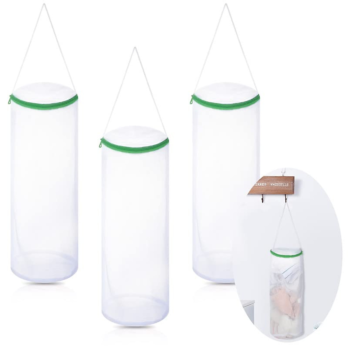 Socks Mesh Wash Bag Hanging Mesh Laundry Bag with Zipper Sock Laundry Bag for Washing Lingerie Bag Underwear Washing Bags for Clothes Bras Dorm Home(3 Pieces)