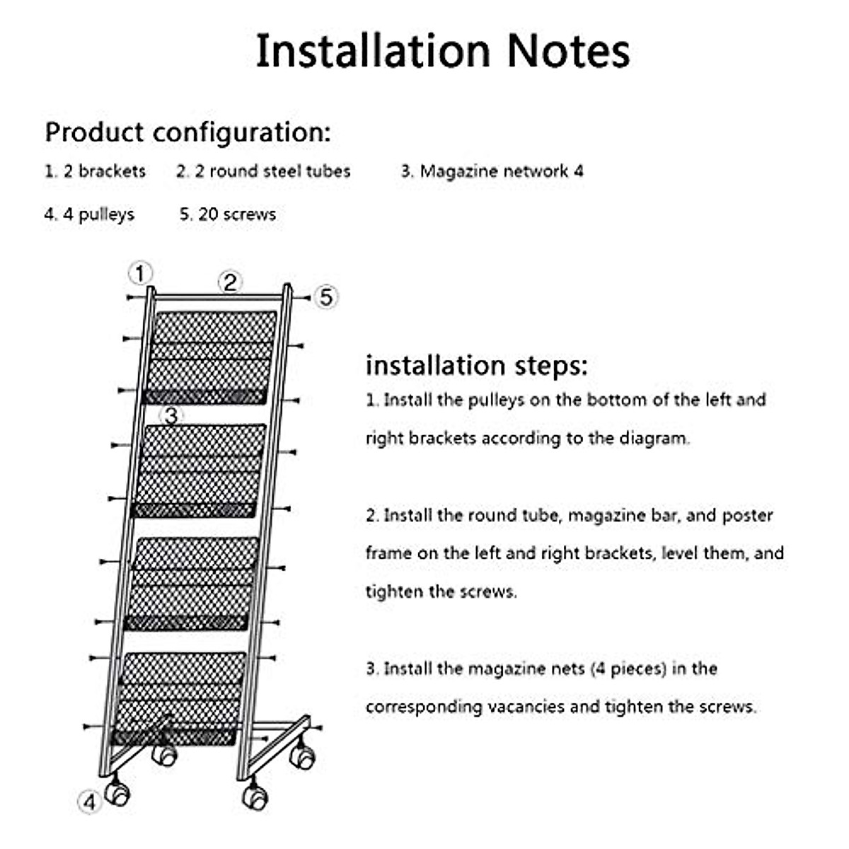 Magazine & Newspaper Baskets Information Rack Newspaper Rack Magazine Rack Magazine Rack Storage Book Rack Metal Iron Floor Universal Wheel Mobile Propaganda Display Stand Shelf Baskets