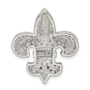 Sterling Silver CZ Fleur de Lis w/ Flash Gold-Plated Chain Slide Pendant QQP1952