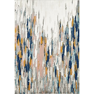 Abani Rugs Blue & Beige Abstract 7'9" X 10'2" Area Rug - Porto Collection Contemporary Style Accent Rug