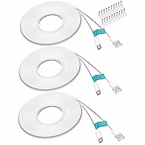 SIOCEN 3 Pack 26FT Micro USB Cable Power Extension Cord for Wyze Cam,WyzeCam Pan,YI Cam,YI Dome Home Camera,Kasa Cam,Oculus Go,Furbo Dog,Nest Cam,Blink,Long Charging Wire for Security Cameras
