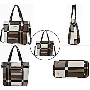 6-Pcs Handbags Set for Women Faux Leather Tote Bag Fashion Top-Handle Handbag Shoulder Bags Crossbody Totes Satchel Purses & Wristlet Wallet Purse Set-Gray