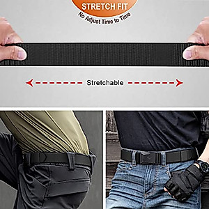 BULLIANT Tactical Belt for Men, Men Stretch Nylon Web Gift Belt 1.5"-Hiking Rigger Military Work-Quick Release(Black,34"-38" Waist Adjustable)