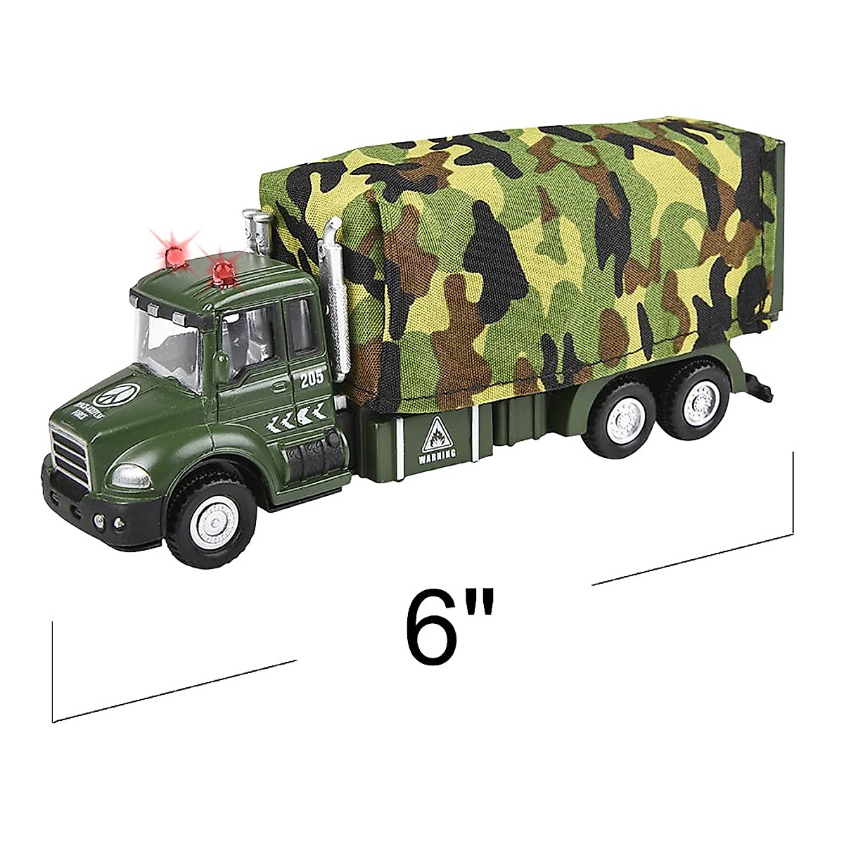 ArtCreativity Light Up Army Toy Trucks with Sound, Set of 6, Pullback Toy Military Vehicles with Functional Parts, Classic Army Toys for Boys & Girls, Military Party Decorations and Favors