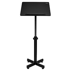 VINGLI Classic Lectern Podium Stand, Height Adjustable Church Classroom Lecture, Portable Presentation Concert Podium, Multi-Function Reading or Laptop Desk with Edge Stopper, Black